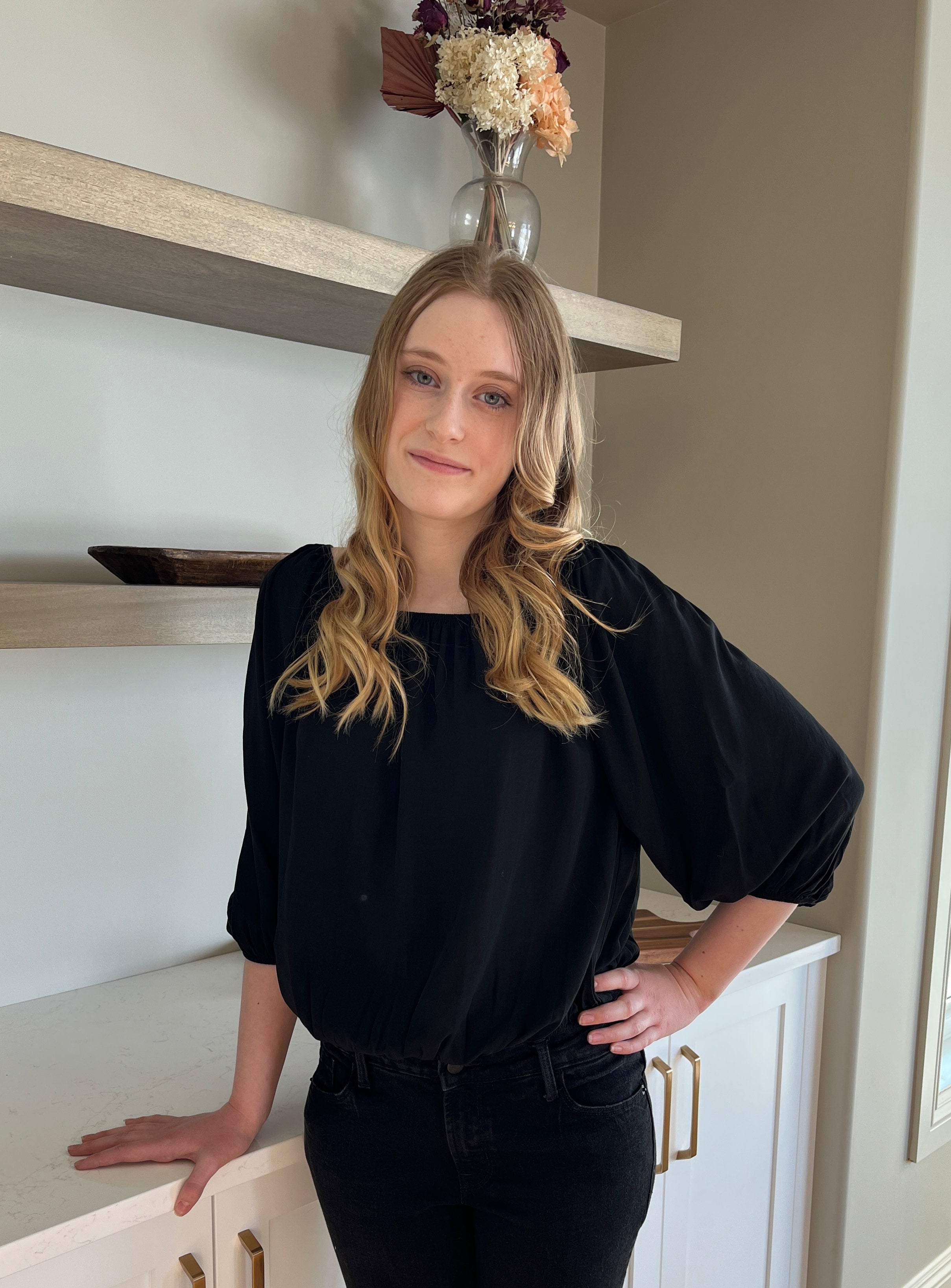 Kassidy Balloon Sleeve Gypsy Top | Woodwornyyc